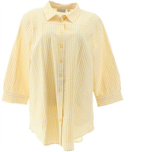 Joan Rivers | Tops | Joan Rivers 34 Slv Seersucker Shirt Back Button ...
